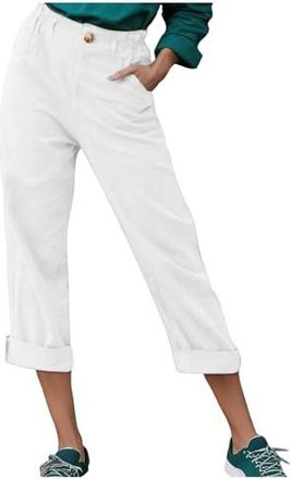 Generic Pantalon Femme Taille &Eacute;lastique D&eacute;contract&eacute; Pantalons Haute avec Poches &agrave; Jambe Droite Couleur Unie Vintage Palazzo Casual Pants Jogging Baggy Dos &eacute;la