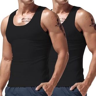 Generic Lot de 2 d&eacute;bardeurs pour homme - Couleur unie - Sans manches - S&eacute;chage rapide - Respirant - Pour la course &agrave; pied, la gym - Sans manches, b, XXL