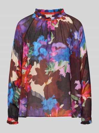 Milano Regular Fit Bluse aus Viskose-Mix mit Stehkragen