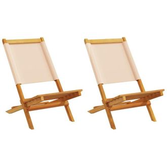 vidaXL Vidaxl - Chaises de jardin lot de 2 beige bois dacacia massif et tissu