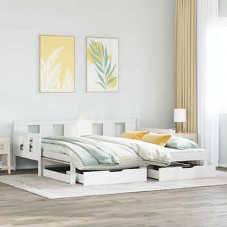 vidaXL Lit de jour avec gigogne et tiroirs sans matelas blanc 90x200cm Vidaxl