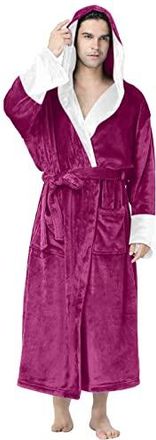 Generic Hommes Casual Solide Patchwork &Agrave; Capuche V&ecirc;tements Loisirs Cordon De Serrage Manches Trois Quarts Peignoir Pyjama Plaid Pyjama Pantalon Unisexe, rose 