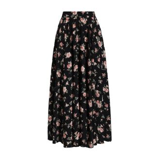 Dolce & Gabbana Jupe Midi Imprim&eacute; Floral - Femme - Jupes - Noir - Taille: 42 FR