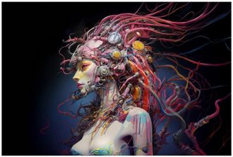 Wallario K&uuml;chenr&uuml;ckwand aus Glas 90 x 60 cm, Motiv: Kriegerin der Zukunft | Spritzschutz abwischbar & pflegeleicht