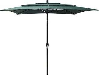vidaXL Parasol de jardin &agrave; 3 niveaux avec m&acirc;t en aluminium vert vidaXL