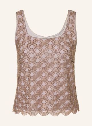 Rotate Rotate Mesh-Top Mit Schmucksteinen beige