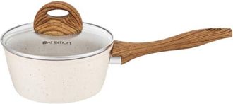 Ambition Kasserolle mit Deckel Induktion 16 cm Natur geschmiedetes Aluminium 1,2 l alle Herdarten Holz & Stein Optik