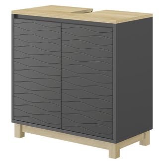 Vicco Meuble sous vasque Livia, Anthracite, 60x60cm avec 2 portes