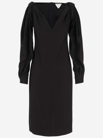 Bottega Veneta Womens Viscose Midi Dress Black