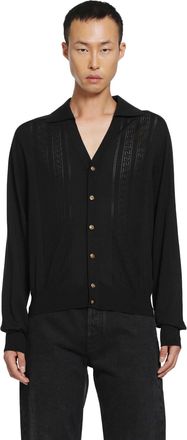 Versace Silk and Cotton Knit Polo Cardigan