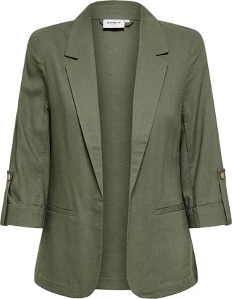 Only Kurzblazer ONLY ONLGOA 3/4 UNLINE LINEN BL BLAZER CC TLR, Damen, Gr. 34, smokey olive, Web, Obermaterial: 70% Viskose, 30% Leinen, unifarben, loose fi