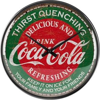 Nostalgic Art Horloge rétro, Ø 31 cm, Coca-Cola - Thirst Quenching Green - Idée Cadeau pour Fans de Coke, Official License Product (OLP), décoration Murale Cuisine,