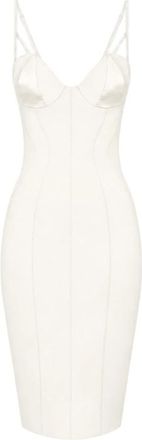 Elisabetta Franchi Robe mi-longue &agrave; la&ccedil;age crois&eacute; - Femme - Robes - Jaune - Taille: 42 FR