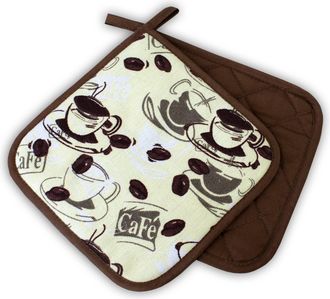 Delindo Lifestyle Topflappen Kitchen, Cafe, braun, 2 TLG., PSA-Kategorie II bis 250°C hitzebeständig, geprüftes und zertifiziertes Produkt