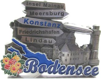 Generic Bodensee Magnet Metall Souvenir Wegweiser Lindau Konstanz Mainau