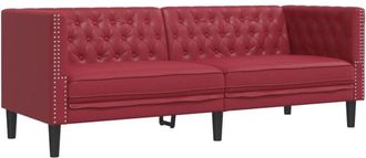 vidaXL Chesterfield-Sofa 3-Sitzer Weinrot Kunstleder Vidaxl