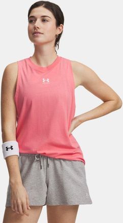 Under Armour Rival Muskel-Tanktop f&uuml;r Damen Bittersweet Rosa / Wei&szlig; XXL