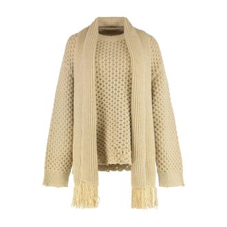 Maison Margiela Strickcardigan mit Struktur und Fransen - - Knitwear - Herren - Beige - L
