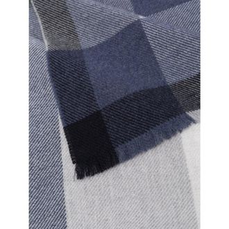Brunello Cucinelli Wool-Cashmere Checked Scarf - Blue