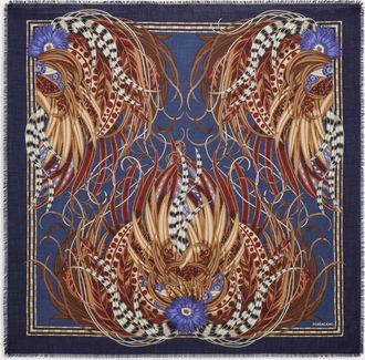 Ferragamo Damen Schultertuch aus Kaschmir und Seide Blau