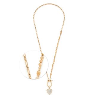 Leonardo Schmuckset Clip & Mix Kareen, 3 teiliges Set besteht aus Halskette 50 cm, Armband 19 cm und Herz-Anh&auml;nger aus wei&szlig;er Jade, Kette aus goldfarbenem Edel