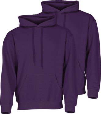 Fruit Of The Loom Doppelpack Classic Kapuzen-Sweat Herren Hoodie 2er Pack + GRATIS MyShirt Stoffbeutel, Farbe:violett, Gr&ouml;&szlig;e:2XL