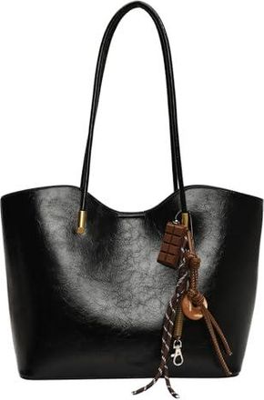 Generic Cymwer Sac &agrave; bandouli&egrave;re en cuir PU pour femmes, sous les bras, avec fermeture &eacute;clair, pour les sorties et les d&eacute;placements (noir)