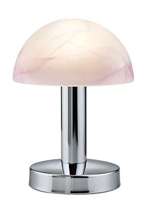 Trio Leuchten LED Tischleuchte Fynn II 599110106, Metall Chrom, Glas alabasterfarbig purple, inkl. 1x E14 4.9 Watt LED, Touch-Me-Funktion (4-fach schaltbar, 3 Helli