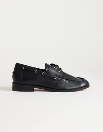 Topshop Brandi - Chaussures en cuir &agrave; lacets - Noir