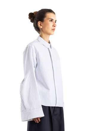 sacai Womens Chemise Poplin Shirt Ray&eacute;e Blanc Cass&eacute; White
