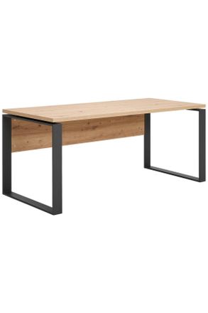CARRYHOME Schreibtisch, Eiche Artisan, Holzwerkstoff, rechteckig, Kufe, 80x75x140 cm, ISO 9001, FSC, Arbeitszimmer, Schreibtische, B&uuml;rotische