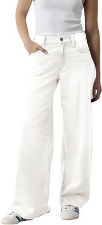 Generic Jean baggy pour femme - Jambes larges - Taille haute - Y2K - Stretch - Pantalon Boyfriend Y2K - Jean chic et vintage - Couleur unie - Pantalon streetw