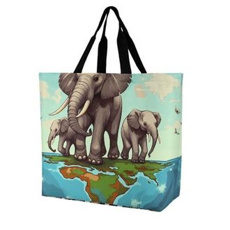 Generic &Eacute;l&eacute;phants Sac A Main Femme D&eacute;contract&eacute; Sacs De Courses Grand Sac Cabas Pour Shopping Gym Universit&eacute;