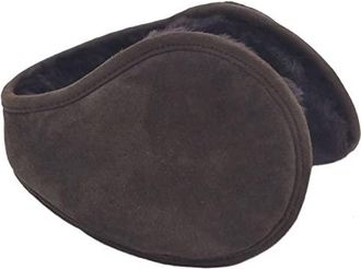 Lambland Cache-oreilles à ressorts en peau de mouton et daim, marron foncé, taille unique