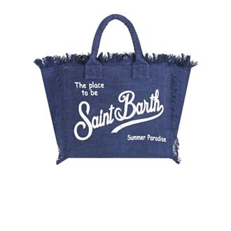 MC2 Saint Barth Femme, Sacs, Bleu, Taille: ONE Size Sac fourre-tout en lin pour ensemble de toilette