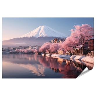 Islandburner XXL Bild Poster Schöne Fuji Berg Kirschblüten Japan Frühling Saison Schöne Fuji Berg Kirsche Premium Bilder Fotodruck