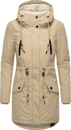 Ragwear Damen Wintermantel Warmer atmungsaktiver und wasserdichter Parka mit Teddyfell gef&uuml;ttert und mit Kapuze Elsien YOUMODO Taupe Gr. 3XL