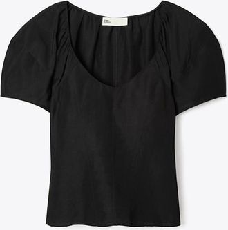 Tory Burch Damen Top aus Viskose mit Ballon&auml;rmeln