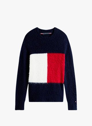 Tommy Hilfiger Pull &agrave; drapeau en laine m&eacute;lang&eacute;e