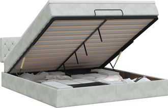 vidaXL Letto Ottomano Con Materasso Grigio Chiaro 160 X 200 Cm Velluto Vidaxl