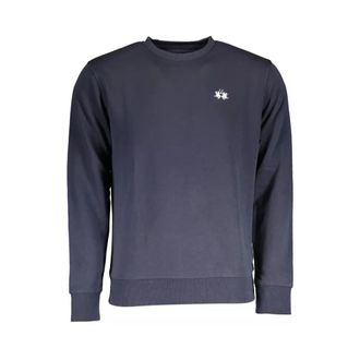 La Martina Blauer Baumwollpullover mit Stickerei - - Sweatshirts & Hoodies - Herren - Blau - L