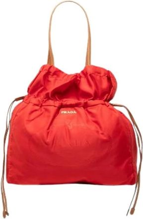 Prada Sac cabas Pre-owned en nylon - Femme - Pre-owned - Rouge - Taille: ONE Size