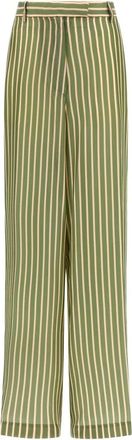 Dries Van Noten Femme, Pantalons, Vert, Taille: 38 FR Penn Striped Cupro Pants