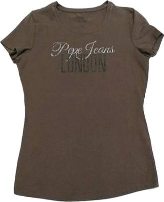 Pepe Jeans London Femme, Tops, Vert, Taille: 36 FR T-Shirt Col Rond