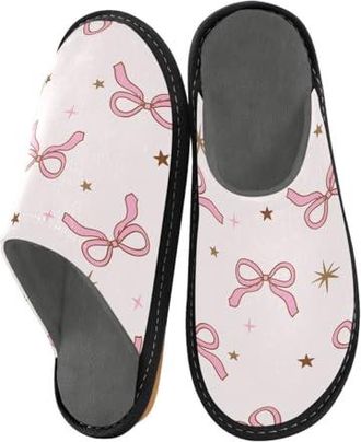 HMZXZ Pantoufles dint&eacute;rieur avec noeud pour homme et femme Motif &eacute;toiles roses, multicolore, 38.5/39 EU
