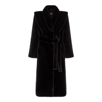 Cesare Gaspari Matrix G&uuml;rtel-Kunstpelzmantel - - Coats - Damen - Schwarzk - M
