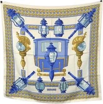 Herm&egrave;s unisex, Pre-owned, Multicolore, Taille: ONE Size Pre-owned Feux De Route Carre 90 Silk Scarf