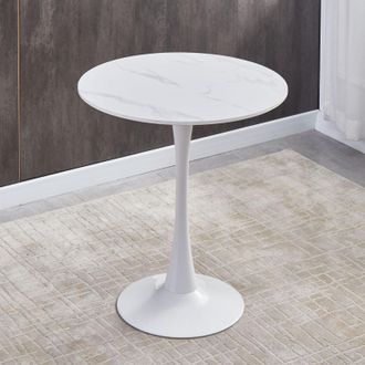 Generic Runder Esstisch Mit Metallsockel - Leichter Luxus-Beistelltisch Mit Schieferplatte, Moderner Freizeittisch Im Mid-Century-Stil for Küche, Wohnzimmer, 