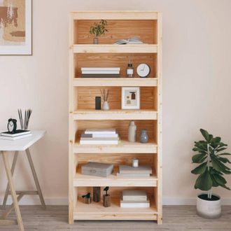 vidaXL Vidaxl - Biblioth&egrave;que en bois de pin massif 80x35x183 cm - 5 &eacute;tag&egrave;res spacieuses pour rangement - Design &eacute;l&eacute;gant et moderne