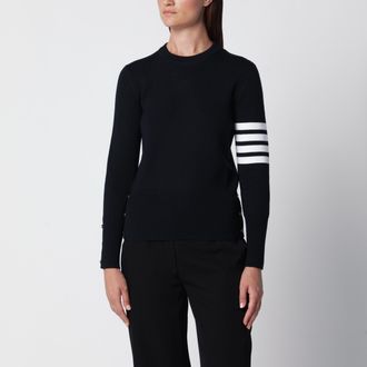 Thom Browne Navy blue 4-Bar crew-neck sweater in wool